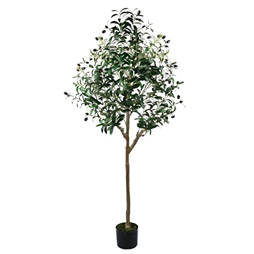 HaiSpring Artificial Olive Tree 5ft (60'') Tall Fake Plants Suitable for Modern Living Rooms Home Office Indoor & Outdoor Garden Decor, Nearly Natural Silk Tree for Housewarming Gift