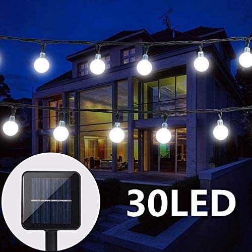 CAMKONG Solar String Lights Globe 30 Crystal Balls Waterproof LED Fairy Lights 8 Modes Outdoor Starry Lights Solar Powered String Light for Garden Yard Home (Cool White)