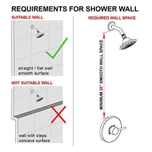 Egretshower Handheld Showerhead & Rain Shower Combo for Easy Reach, 27.5" Drill-free Stainless Steel Slide Bar, 5”of 5-setting Handheld Shower and Showerhead, with 5ft Hose - Polished Chrome