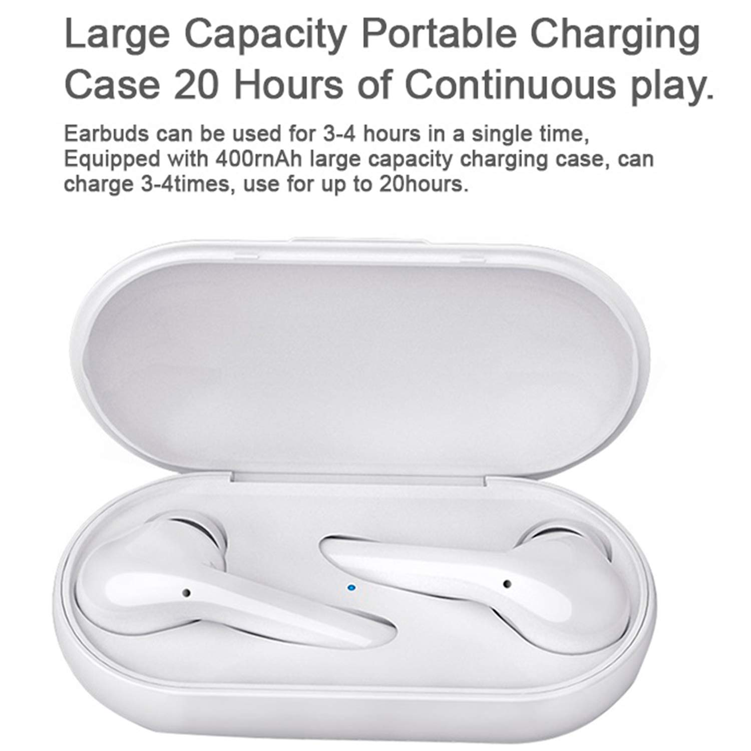 Bluetooth 5.0 Wireless Earbuds,Dualpow True Wireless Headphone HiFi Stereo Sound Mini in-Ear Headset (Touch Control, 20hrs Playtime, Auto Pairing) compatible with iphone, android, smartphones (White)
