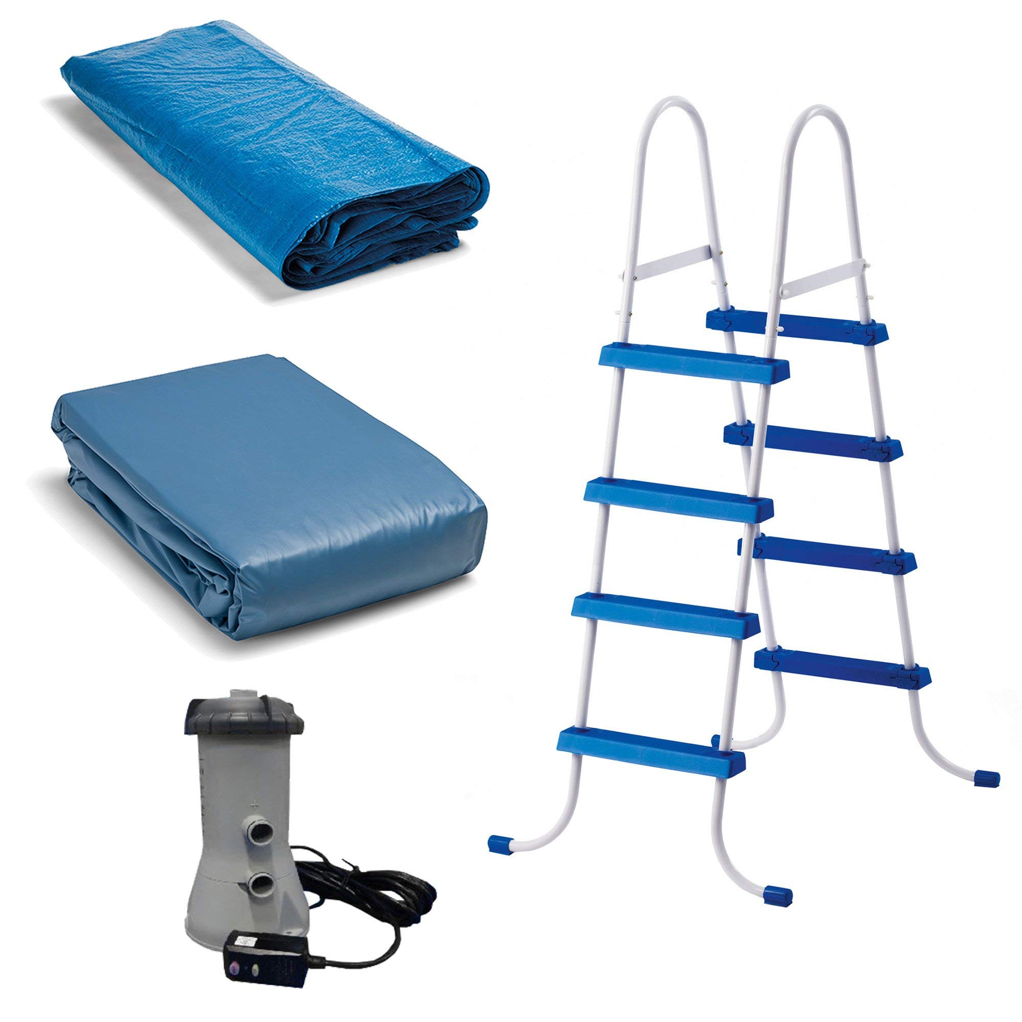 Intex Above Ground Swimming Pool, Ladder with Pump and 15β Pool Debris Cover
