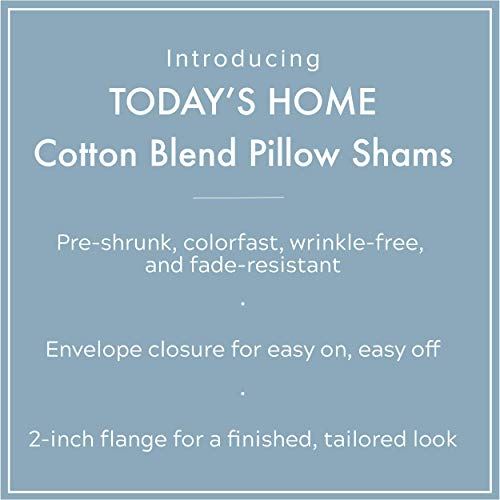 Today’s Home Tailored Bed Pillow Shams, Cotton Blend Design, Standard, Grey, 2-Pack