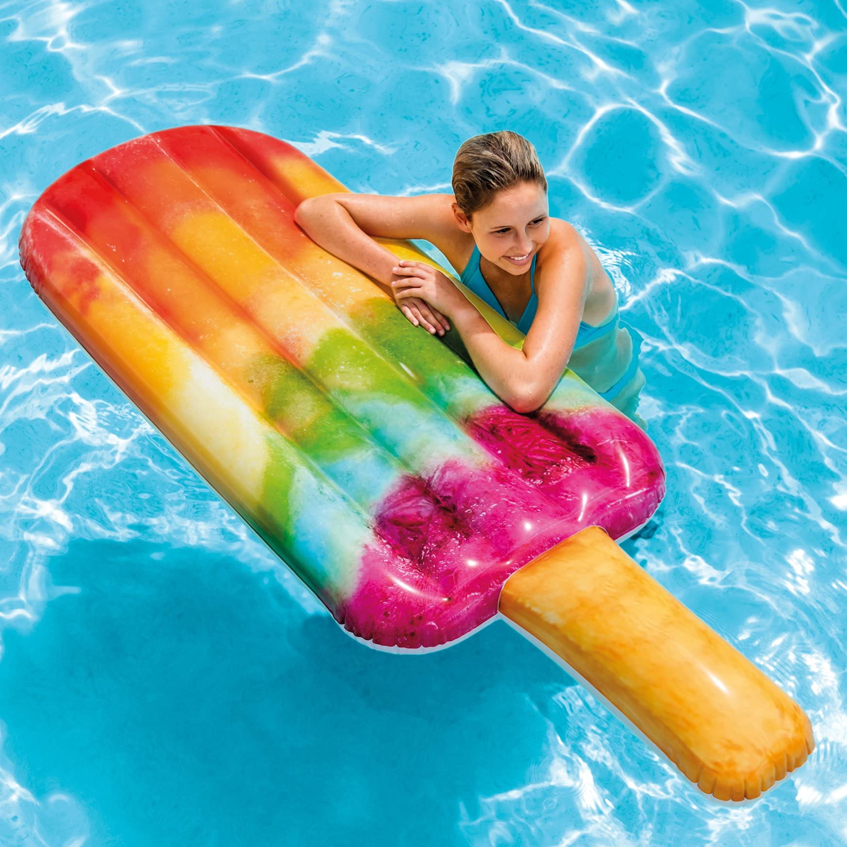 INTEX Inflatable Popsicle Pool Float with Realistic Printing, 75" X 30" – Style May Vary