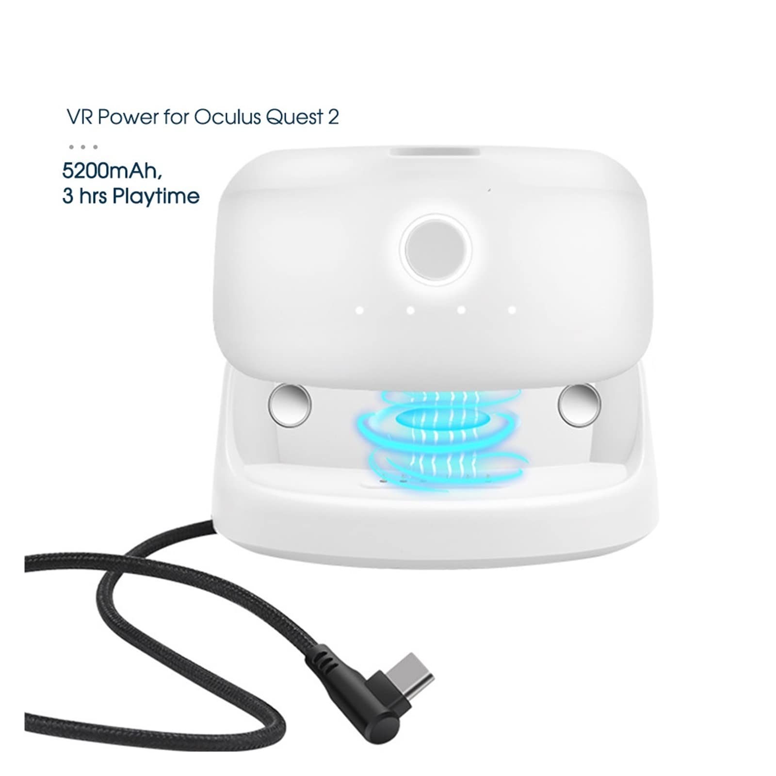 Charger Station Combo with 2 5200mAh Battery Pack Cycle Power Supply Compatible with Meta Quest2/Quest Pro Compatible with PICO4 VR VR Glasses Accessories