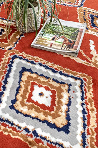 Furnish my Place Moroccan Diamond Rug - 7 ft. 8 in. x 11 ft, Rust, Geometric, Accent Rug with Transitional Style