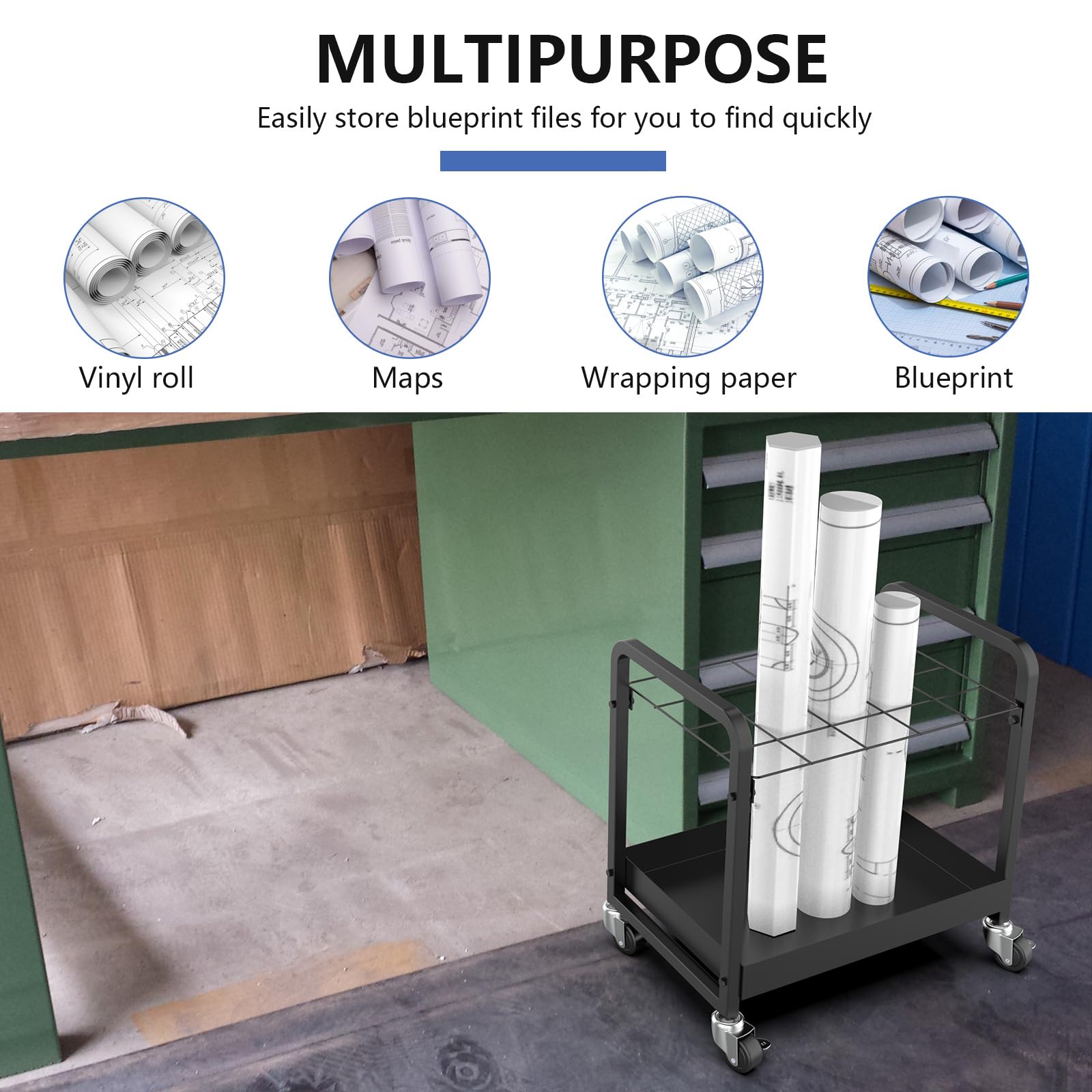Blueprint Holder - Stuffygreenus 20- Slots Blueprint Storage for Architects, Engineers, Designers, Architectural Plan Storage, Blueprint Organizer for Large & Small Files, Portable Tube Storage Box