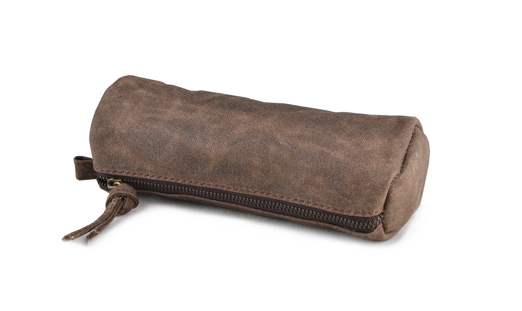 Gootium Vintage Waxed Canvas Pencil Case Organizer For Artists, 7"x2"x2.5"