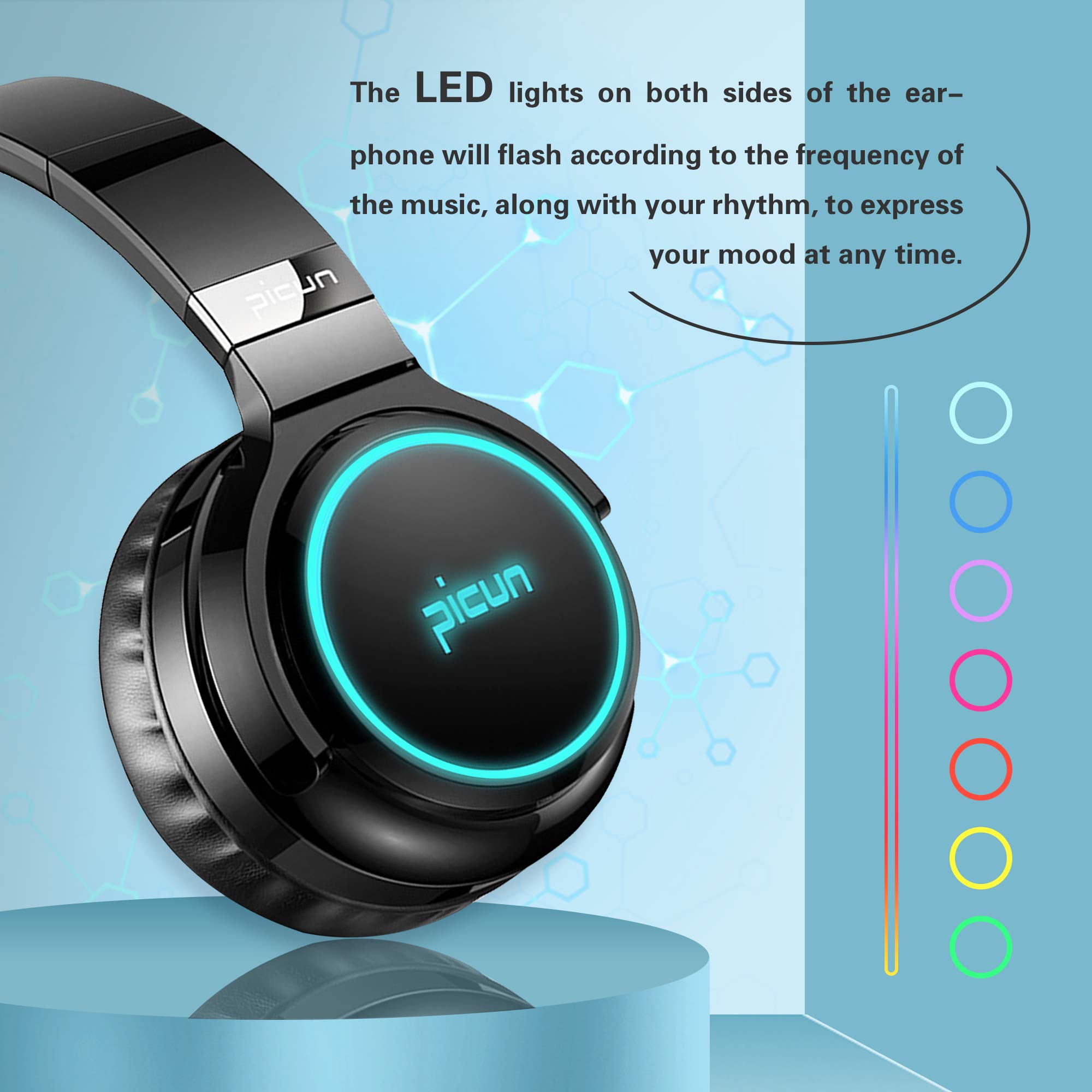Bluetooth Headphone Wireless Over-Ear Headphone with Mic HiFi Stereo Headset Foldable Noise Cancelling Earphone Micro SD Comfortable Protein Earpads 80 H Playtime for Travel/Work(Black)