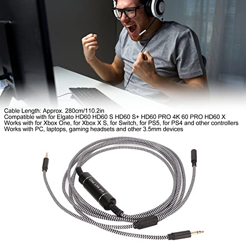Chat Link Cable, External Nylon Braid Replacement Chat Link Cable Plug and Play 110.2in for HD60 X for Game Card for HD60 S