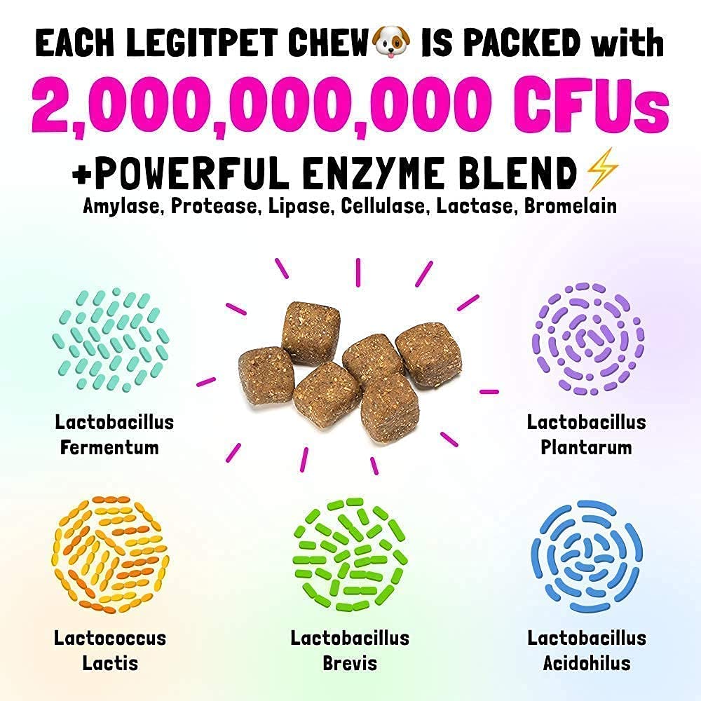 LEGITPET Probiotics for Dogs with Natural Digestive Enzymes + Prebiotics for Allergy & Itch Relief 120 Soft Chews and Wild Alaskan Salmon Oil for Dogs & Cats Bundle