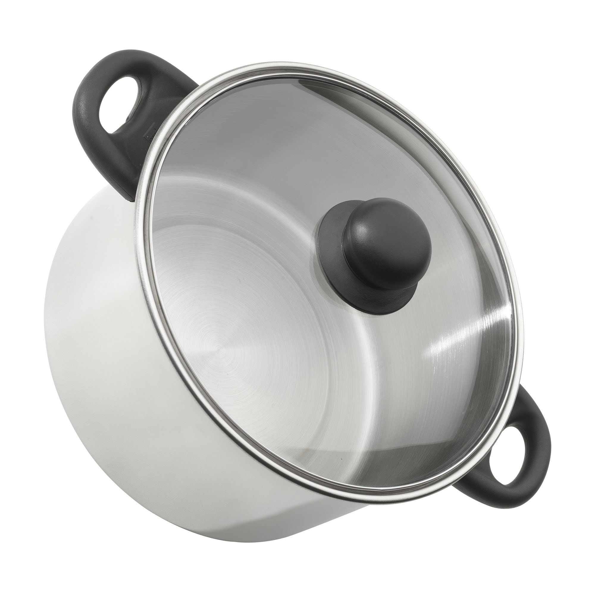 GoodCook Classic Stainless Steel 5-Quart Dutch Oven with Tempered Glass Lid, Silver