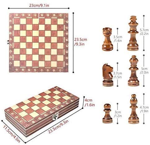 Checkers Set 3 in 1 International Set Magnetic Wooden International Set Folding Chessboard Games Game