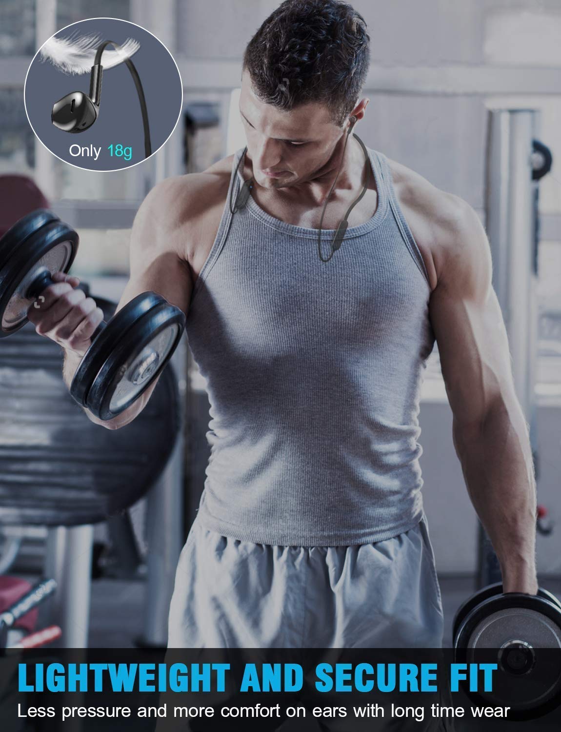 Bluetooth Headphones Sports Earbuds 5.0 Magnetic Bluetooth Earphones IPX5 Waterproof Noise Cancelling Headset for Running,Cycling,Workout