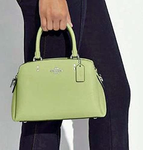 Coach Mini Lillie in Crossgrain Leather Carryall Crossbody Pale Lime