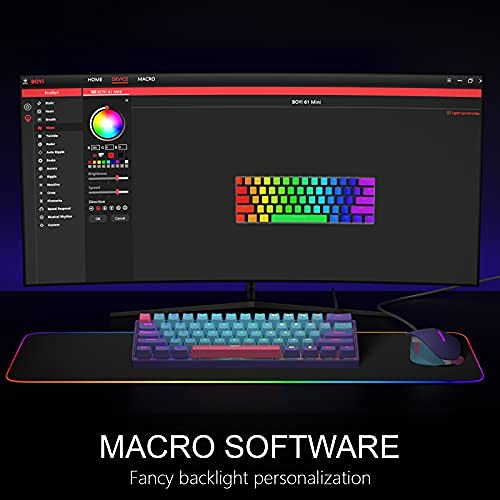 BOYI 61 Mini Mechanical Keyboard, Mini RGB PBT Keycap Cherry MX Switch 60% Compact RGB Mechanical Gaming Keyboard (Cherry MX Silent Red Switch, Joger Color)