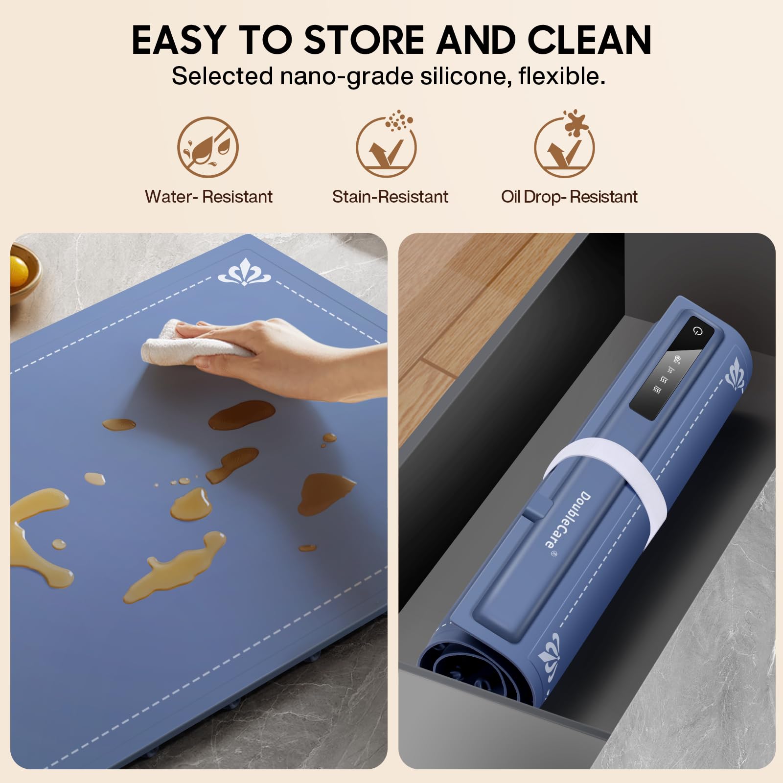 DoubleCare Silicone Heating Mat for Food, 2024 New Electric Heating Tray Roll up with 3 Temperature Settings, Portable Fast Heating Mat for Parties, Buffets party, Restaurants, Home Everyday Use