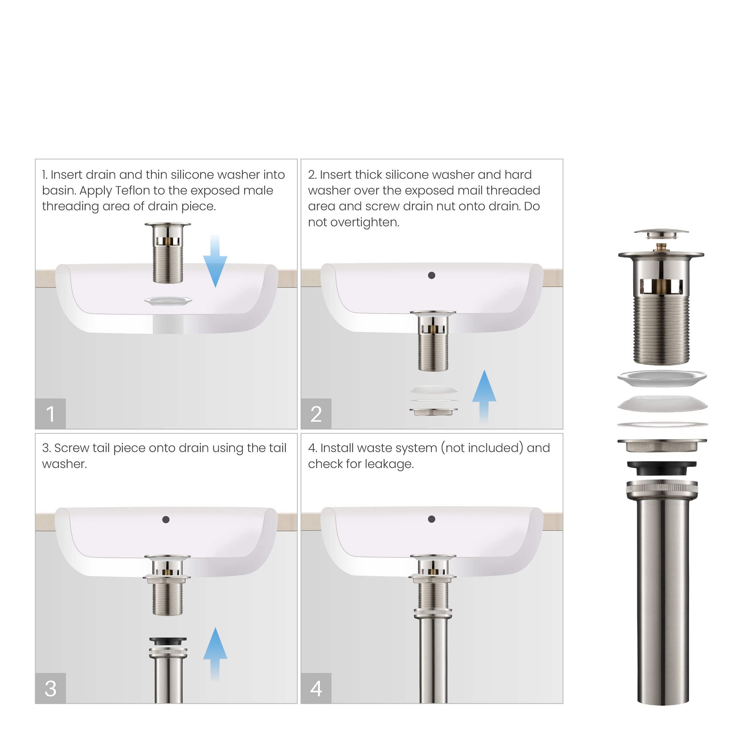 KIBI Circular Single Handle Bathroom Vanity Sink Faucet with Pop Up Drain | Solid Brass Lavatory Faucet with Water Supply Hose | Durable and Corrosion-Resistant | Brushed Nickel, KBF1008