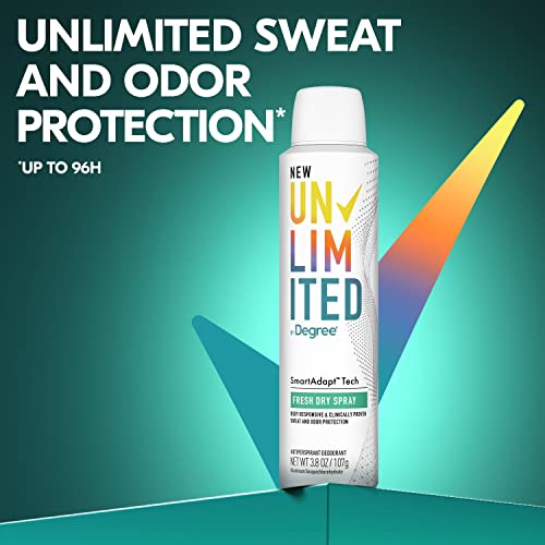 Degree Unlimited Antiperspirant Deodorant Dry Spray Fresh 2 Count Long-Lasting Sweat & Odor Protection with Antiperspirant Technology SmartAdapt Tech 3.8 oz