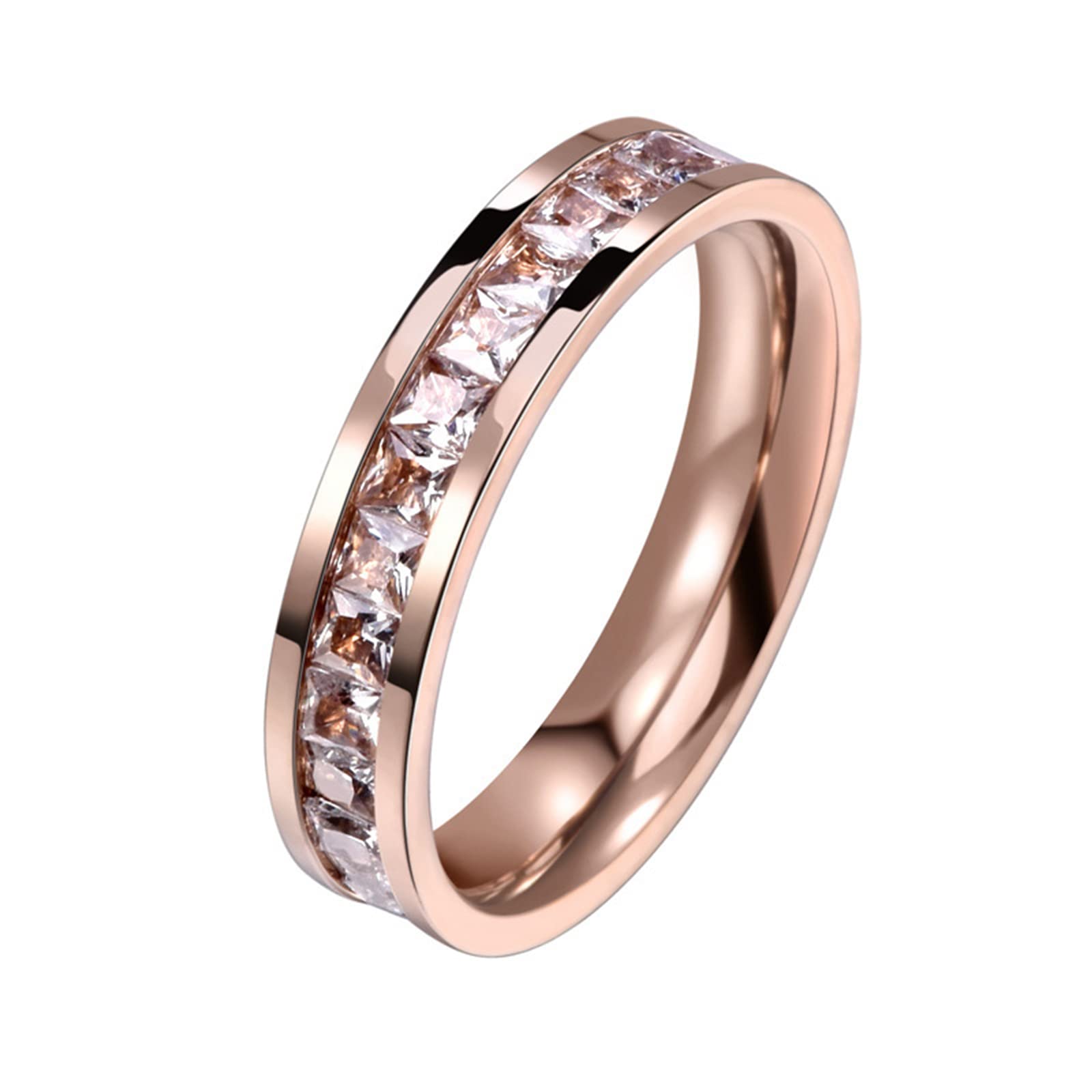 CHICYOHO Cubic Zirconia Ring Silver Plated Wedding Band for Women,Promise Ring,Engagement Ring (Size-8,RG)
