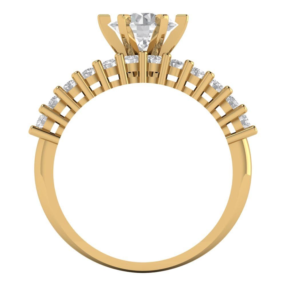 Clara Pucci 2.94ct Round cut Engraving Pave Solitaire White Sapphire Wedding Anniversary Ring band set 14k Yellow Gold Size 8