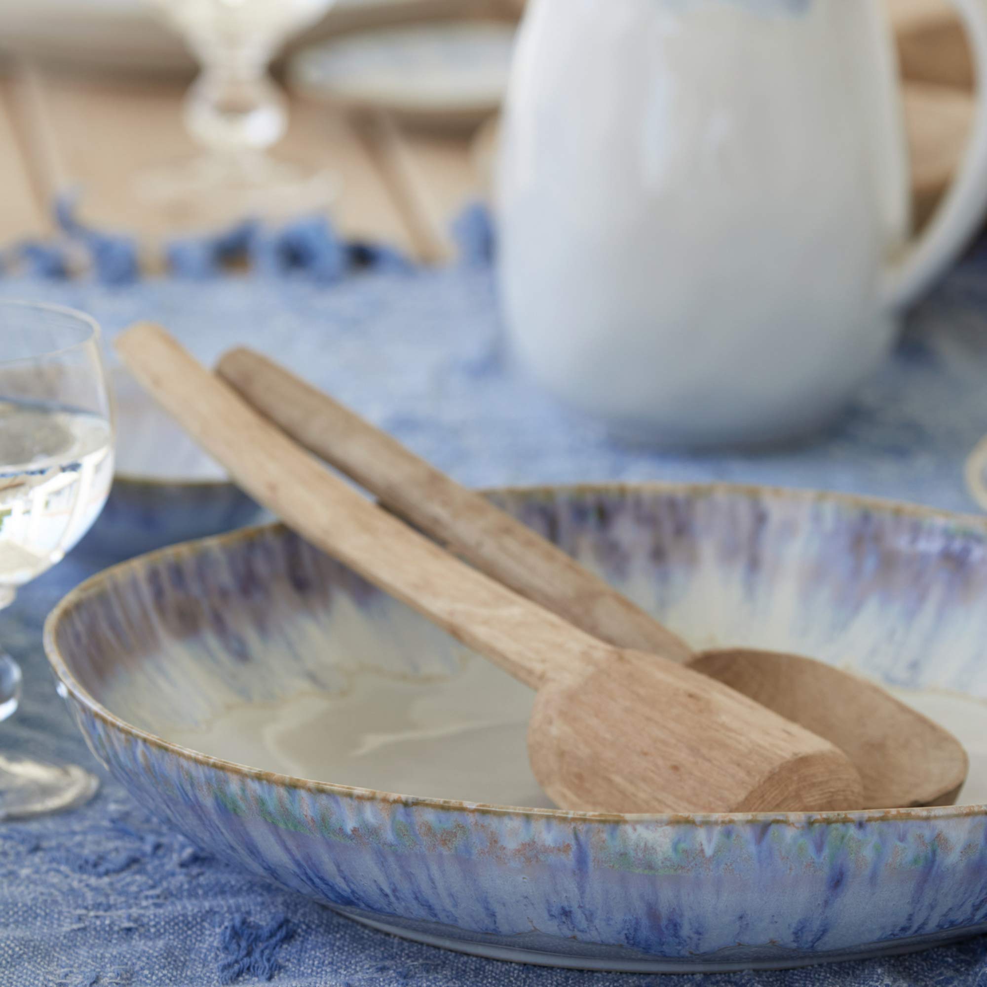 Costa Nova Ceramic Stoneware 15'' Pasta Serving Bowl - Brisa Collection, Sal (White) | Microwave & Dishwasher Safe Dinnerware | Food Safe Glazing | Restaurant Quality Tableware
