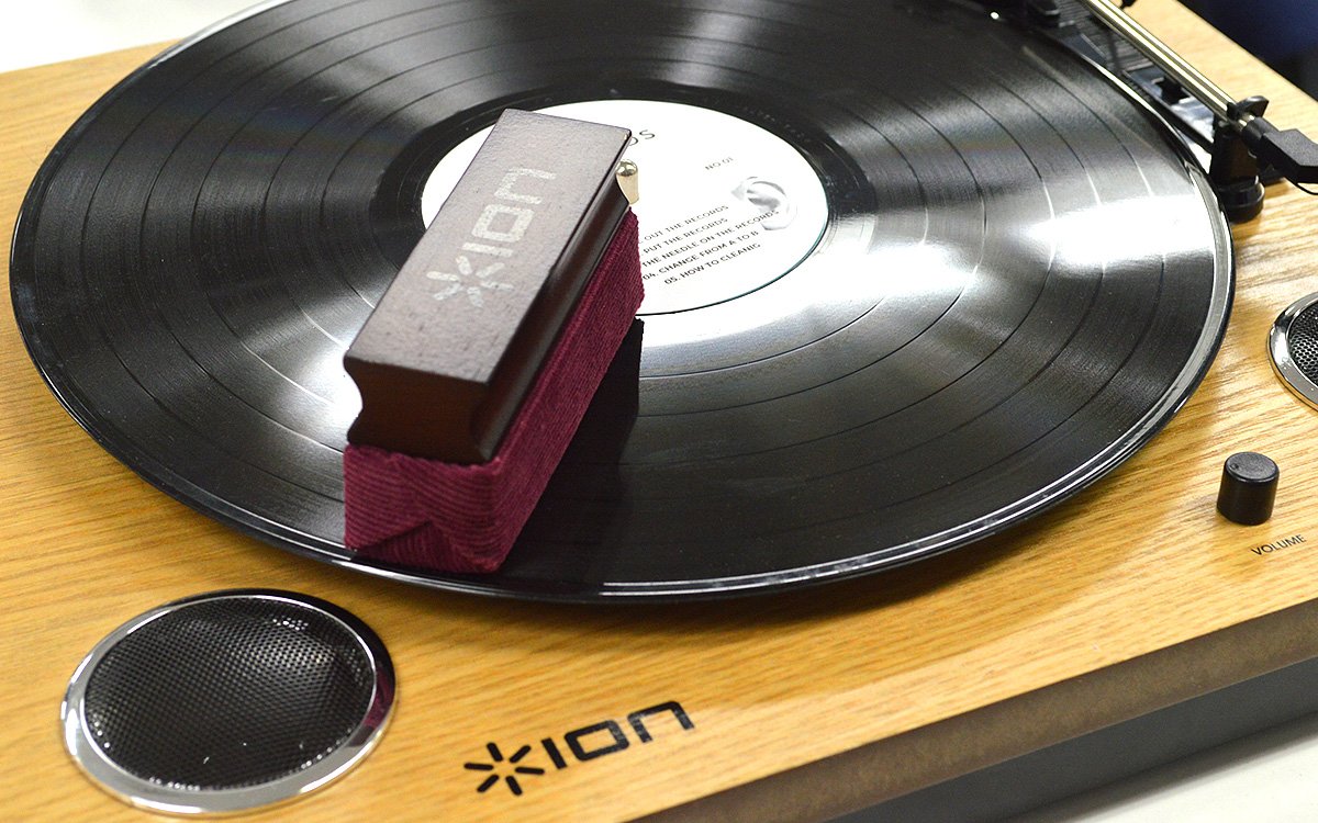 ION Audio Vinyl Alive | Vinyl Record Cleaning Kit Including Velvet Cleaning Pad With Wooden Handle & Spray Bottle With Record Cleaning Solution