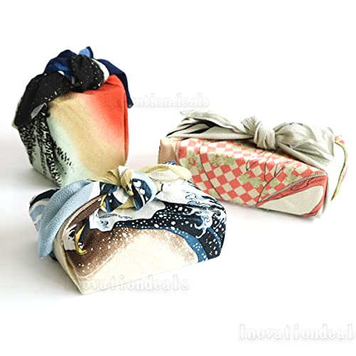FUROSHIKI Wrapping Cloth Japanese UKIYO-E Design 26.8x26.8 Made In Japan (The Great Wave off Kanagawa)