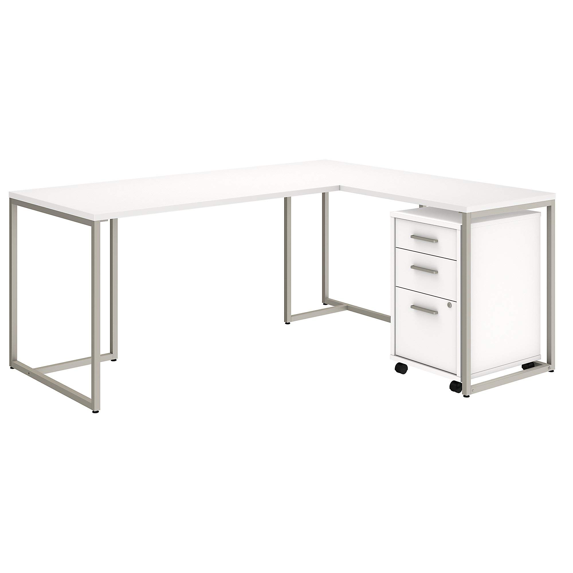 Bush Business Furniture Method L Shaped Desk with 30W Return and Mobile File Cabinet, 72W, Natural Maple