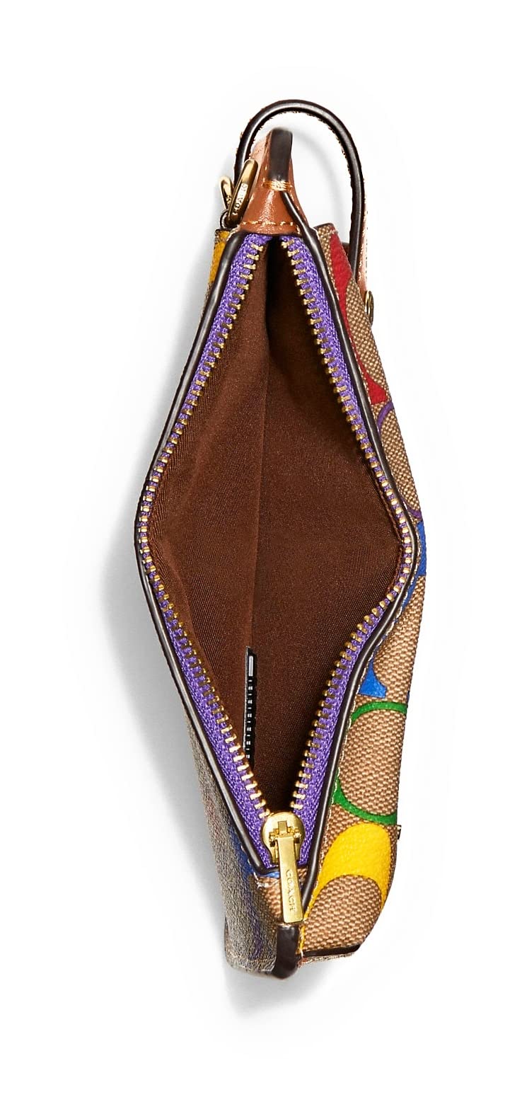 Coach Womens North/South Phone Crossbody In Rainbow Signature Canvas