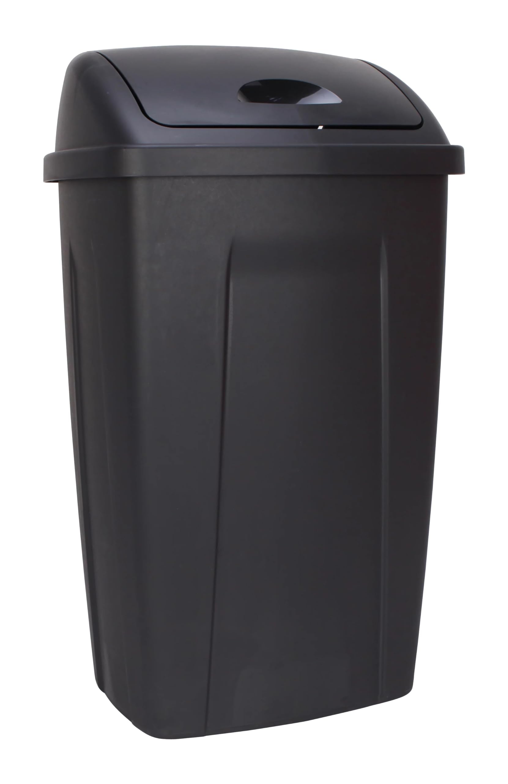 DqOasd Trash Can,13 Gallon Plastic Swing Top Kitchen Garbage Trash Can,Outdoor and Indoor, Recycle Bin and Waste Basket for Home, Office, Garage, Patio, Restaraunt,1 Count (Black)