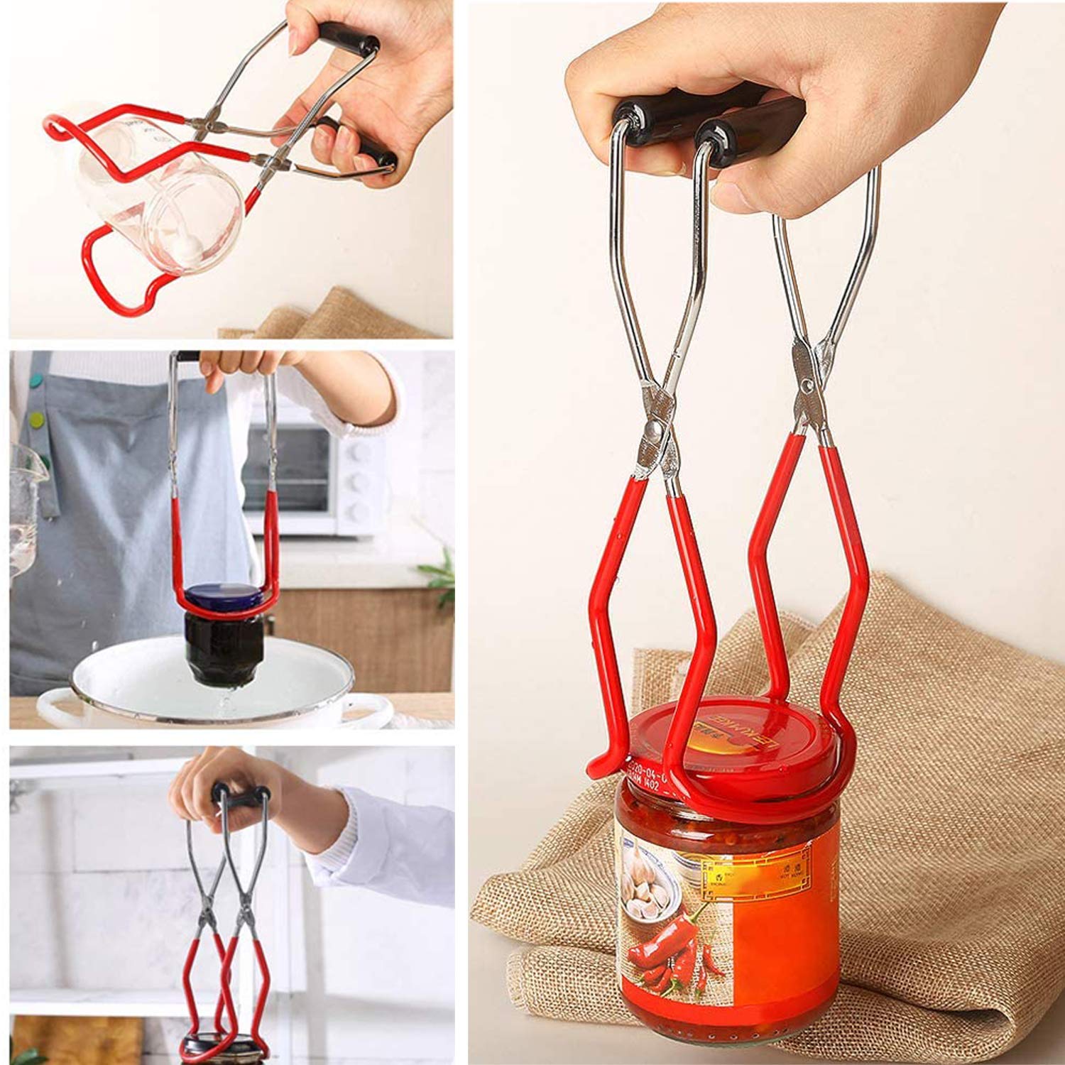 Canning Kit Canning Tools Canning Set Canning Supplies Include Canning Funnel, Jar Lifter, Jar Wrench, Lid Lifter, Canning Tongs, Bubble Popper/Bubble Measurer/Bubble Remover Tool (Red)