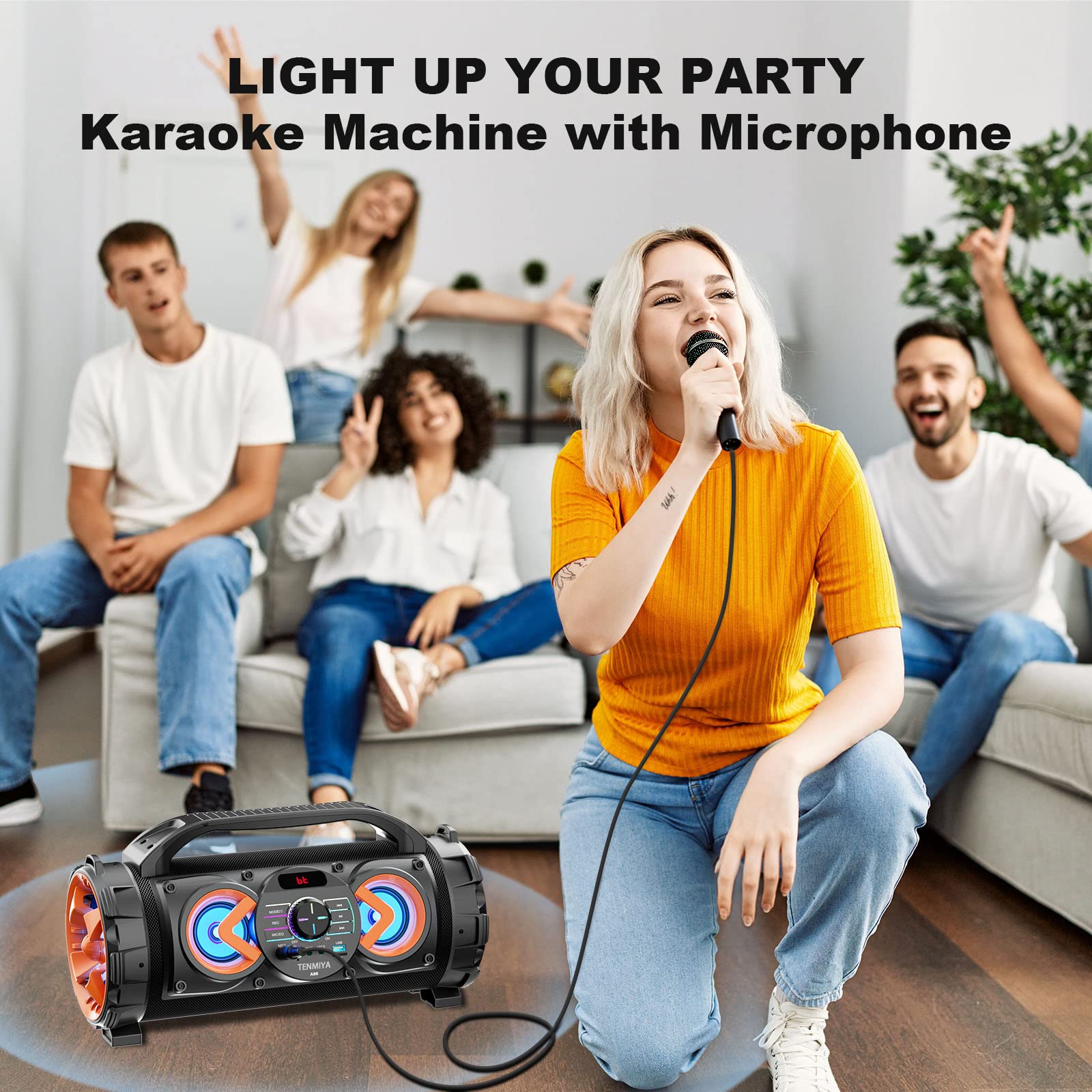 Bluetooth Speaker, 70w Portable Wireless Bluetooth Speakers with Subwoofer, Colorful Lights, Microphone, FM Radio, Outdoor Speakers Bluetooth Wireless Loud Boom Box for Party, Camping, Travel