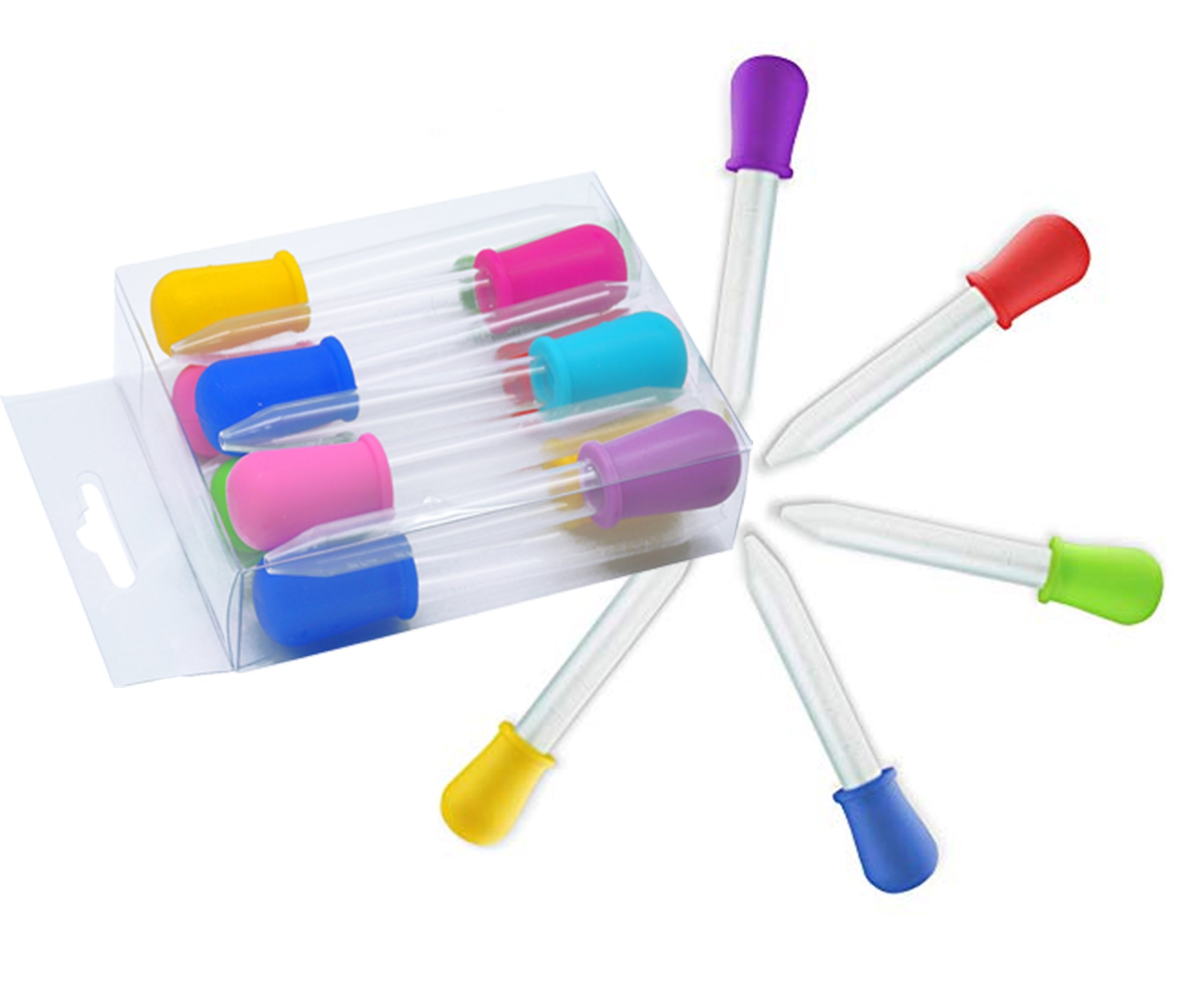 Gorse 12 Pack Liquid Droppers for Kids Silicone and Plastic Pipettes with Bulb Tip 5 ML Eye Dropper for Candy Molds