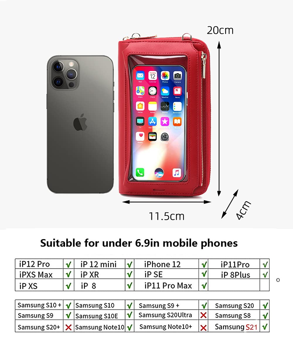 Touch Screen phone bag Purse crossbody bags wallets for women RFID Blocking Clutch bag Wrist bag handbag with Shoulder Strap Wristband