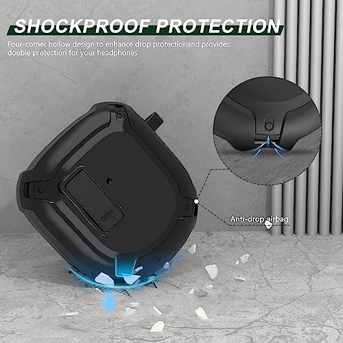 Halunbaby for Bose QuietComfort Earbuds II (2022)& New Bose QuietComfort Ultra Case Cover with Secure Lock Clip Super Protective Hard Shell Shockproof Cover with Carabiner for Men Women Gift (Black)