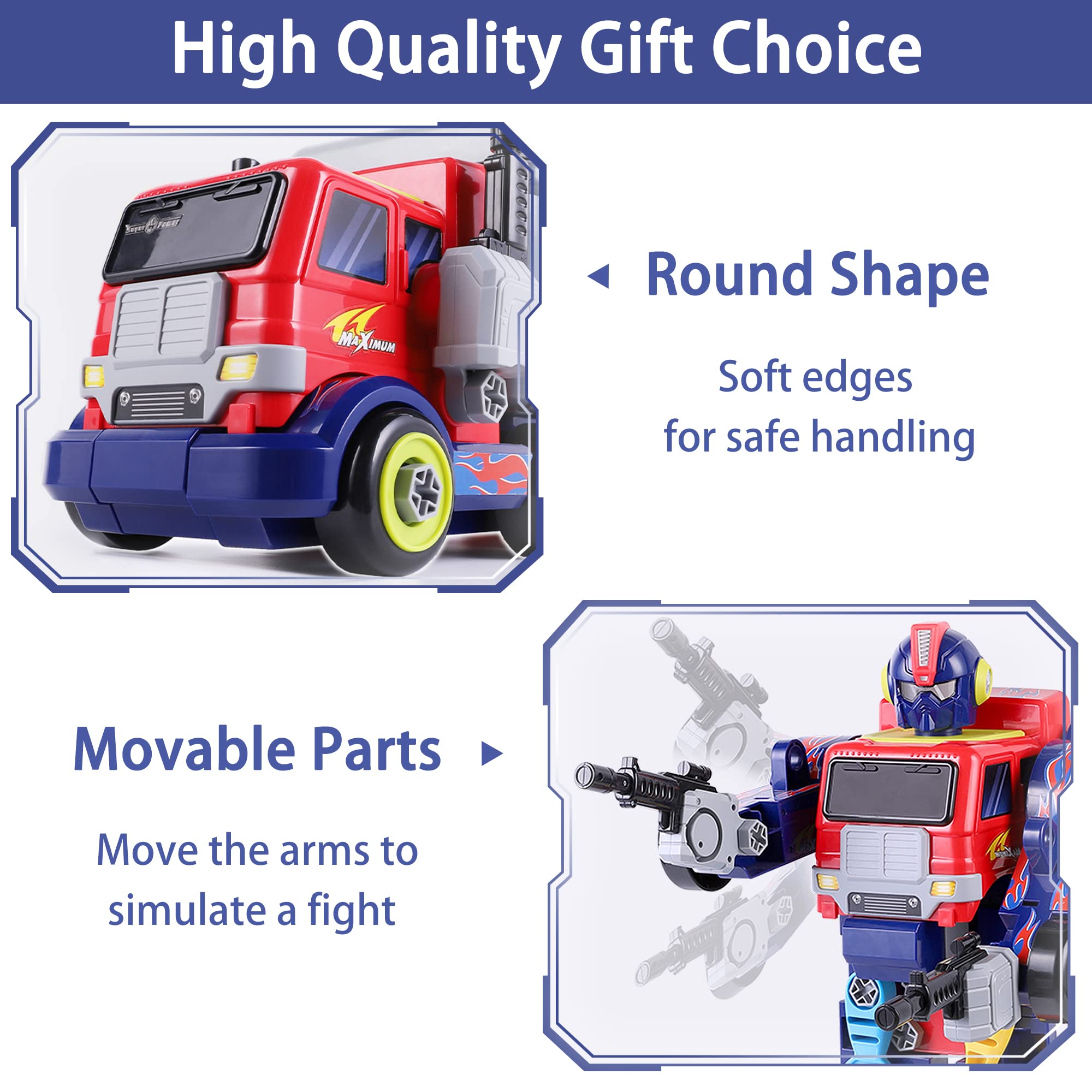 iPlay, iLearn 3 in 1 Large Transform Cool Toy Gift for 4 5 6 7 8 9 10 Year Old Boys Birthday, Kid Take Apart Robot, Big Truck Toys, Building Tool Bench, Preschool Child Development STEM Learning