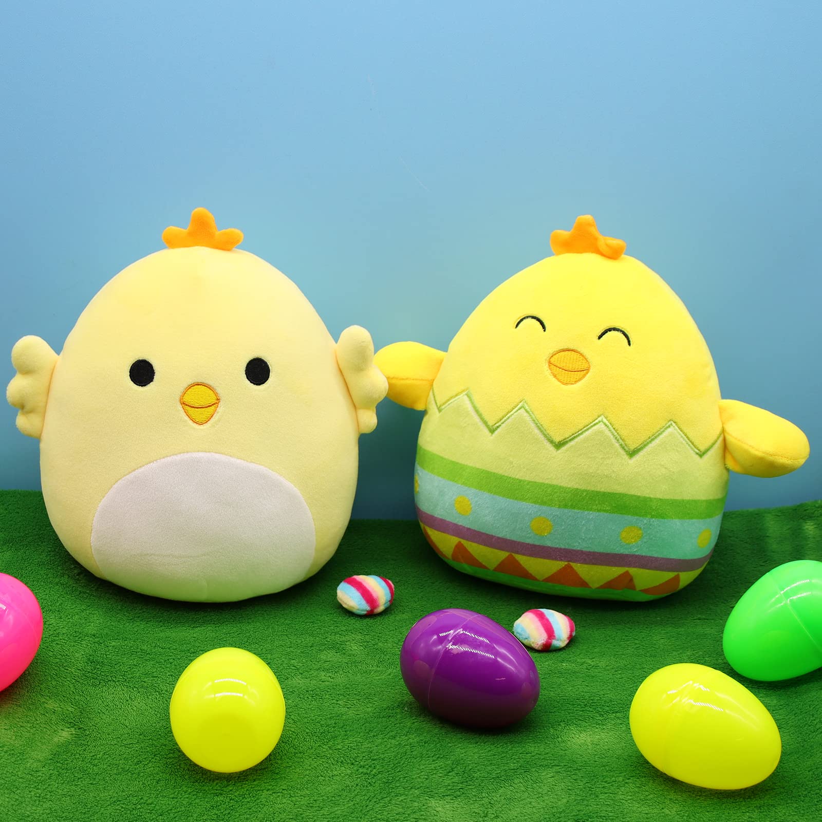 Chick Plush Pillow Toys, Kawaii Chick Stuffed Animals Plushie, Soft Easter Colored Eggs Chick Doll Pillow Easter Plush Gift for Kids