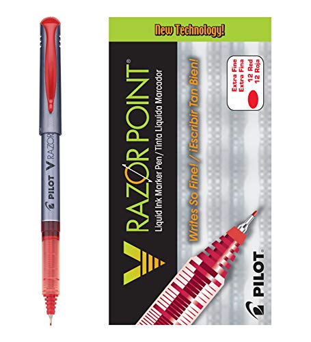 PILOT V Razor Point Liquid Ink Markers, Extra Fine Point, Red Ink, 12-Pack (11022)