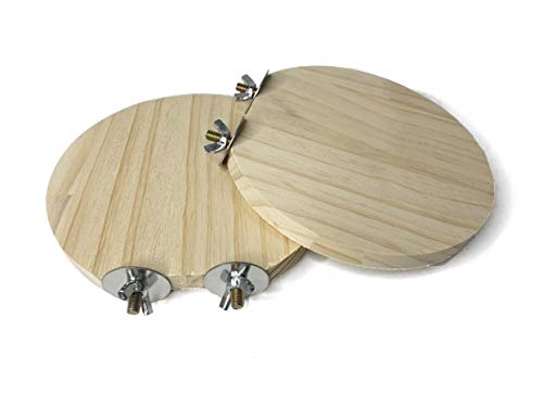 Hamiledyi 4 Pcs Natural Wood Hamster Stand Platform Rat Activity Playground Chinchilla Cage Accessories with Stainless Steel Washers for Bird, Parrot, Mouse, Gerbil and Dwarf