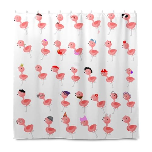 BLuevi Funny Flamingo Shower Curtain for Bathroom Waterproof Fabric with Hooks 72x72 Inch