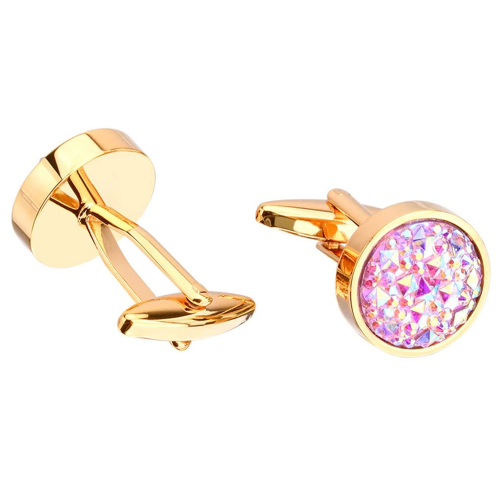 Classic Round Men's Cufflinks Fashion Crystal Wedding Business Shirt Cuff Link Garment Accessories (Color : A, Size : One Size) (A One Size)