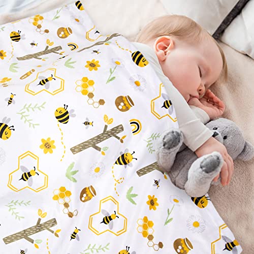 HOMRITAR Baby Blanket for Girls Soft Plush Minky Blanket with Double Layer Dotted Backing for Infant Picnic Traveling with Cute Animals Multicolor Printed 30 x 40 Inch (Yellow Bees)