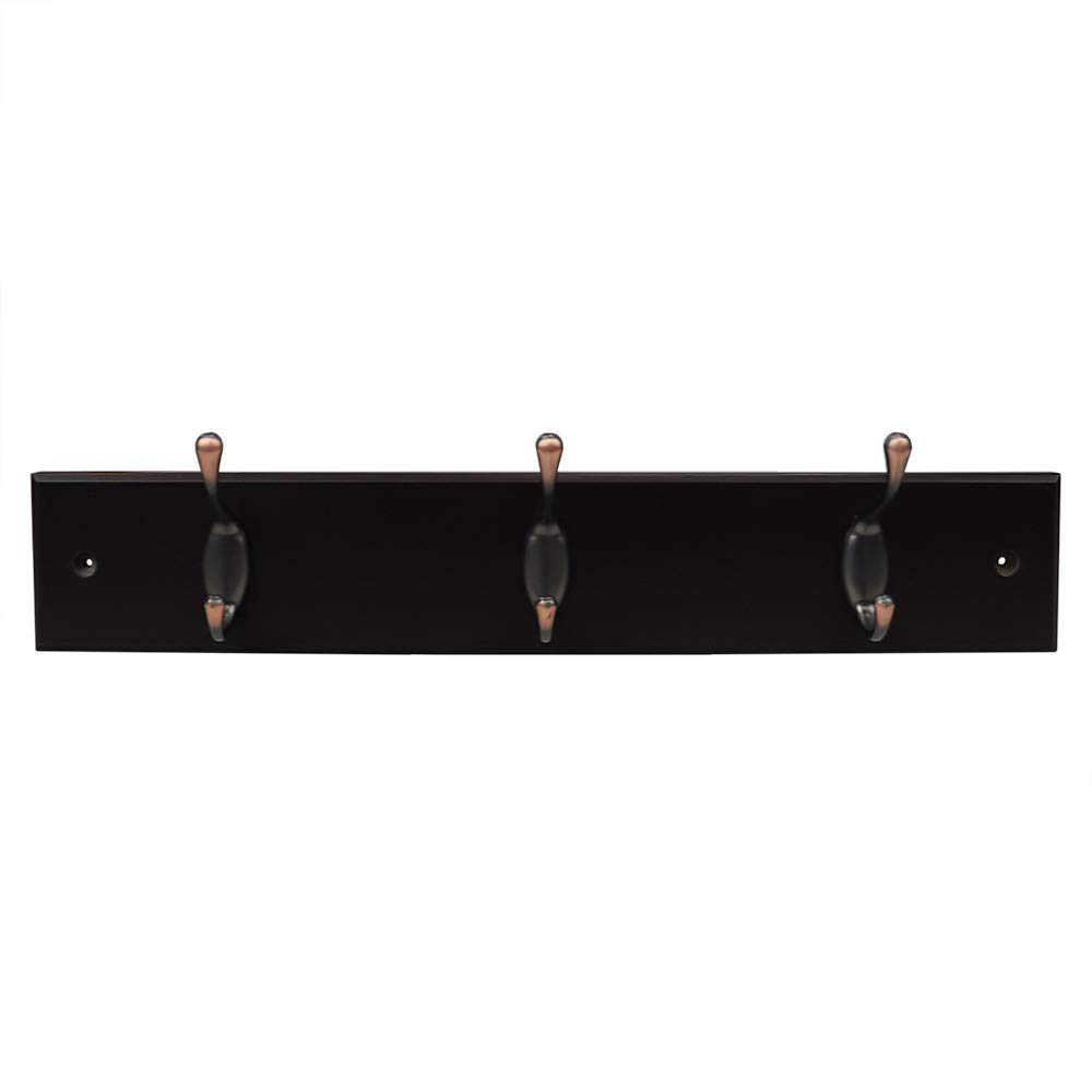 Home Basics Durable 3-Double-Hooks Wall Mounted Hanging Rack (Brown) | Place in Entry Way | Hanging in a Garage | Store Essentials Before You Leave The House