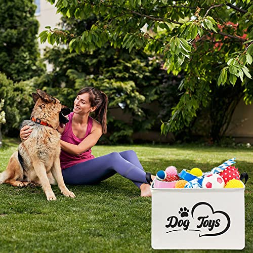 FXOCSHE Rectangular Dog Basket Collapsible Toy storage box Waterproof coating toy box cute dog toy bin Kids Gift Basket Home Decor(Lucky love dog)