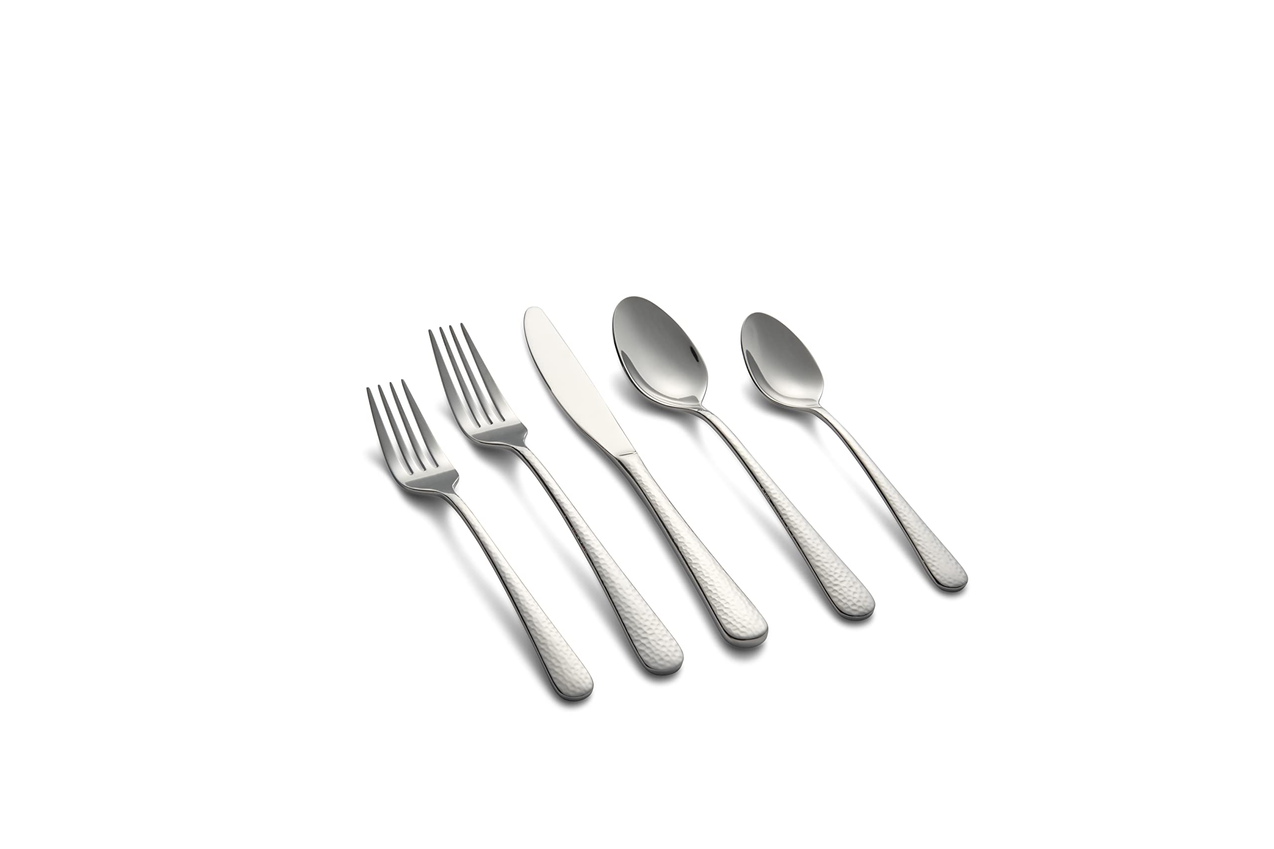 Cambridge Silversmiths Keene Hammered Mirror 20 Piece Flatware Set, Service for Four, silver