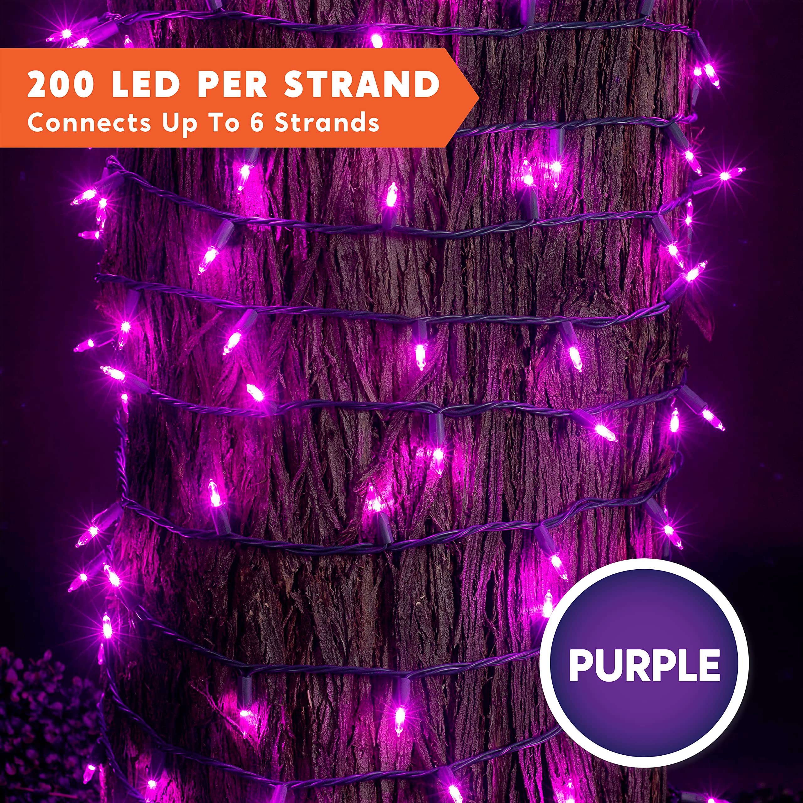 Joiedomi 200 LED Purple Halloween String Lights with 8 Modes 65.2FT Green Wire for Indoor Outdoor Holiday Décor Halloween Event Decoration, Tree, Eaves, Haunted House Theme Party