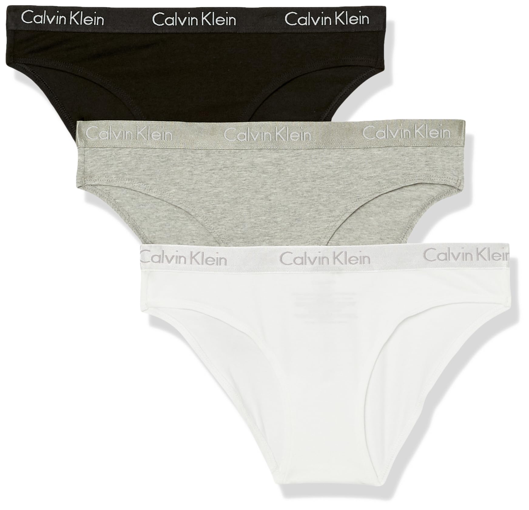 Calvin Klein Women's Motive Cotton Multipack Bikini Panty, Black/Classic White/Grey Heather