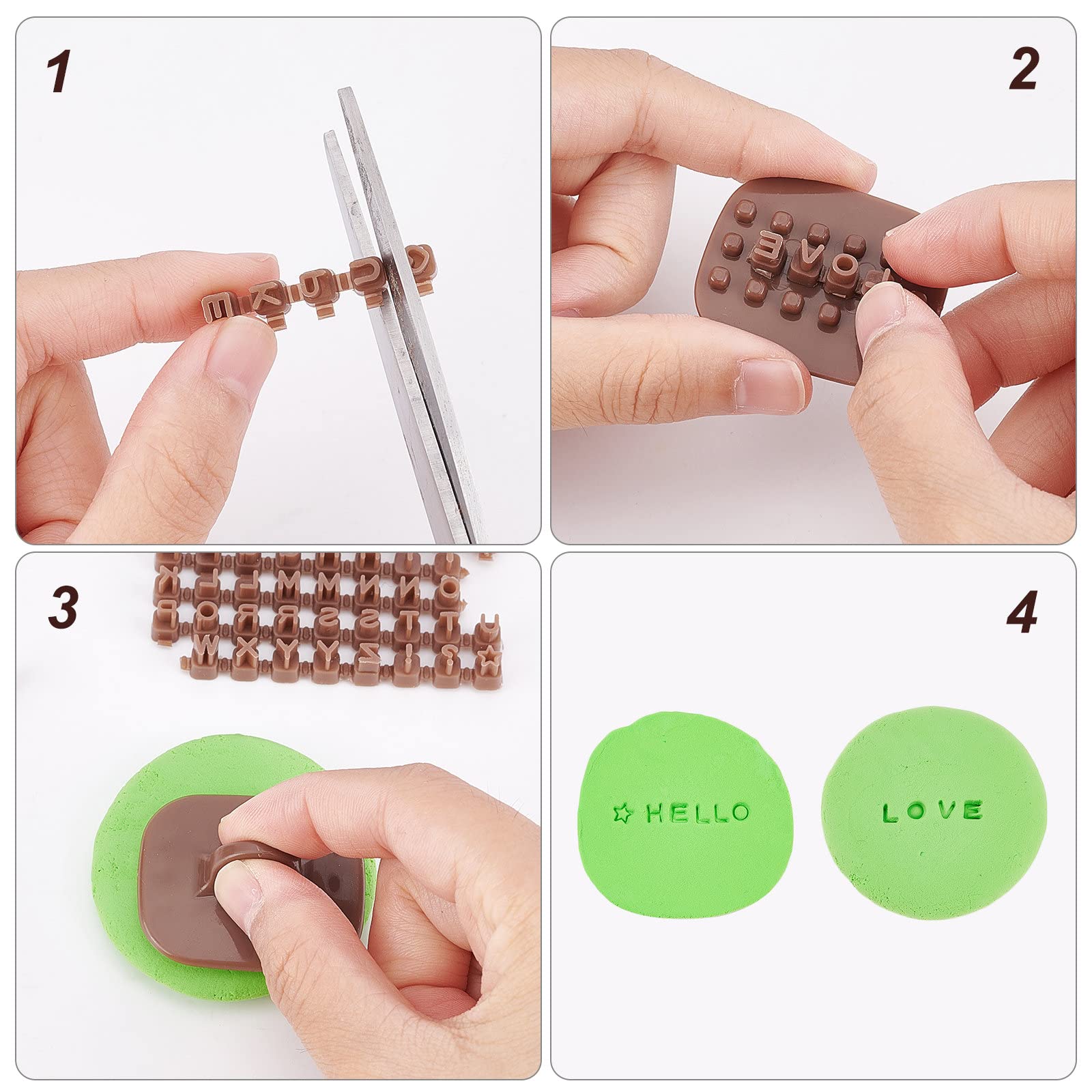 CRASPIRE Letter Stamps for Clay, Cookie Stamps Letters Brown Polymer Alphabet Clay Cutters Set Clay Texture Roller for Clay Cookie