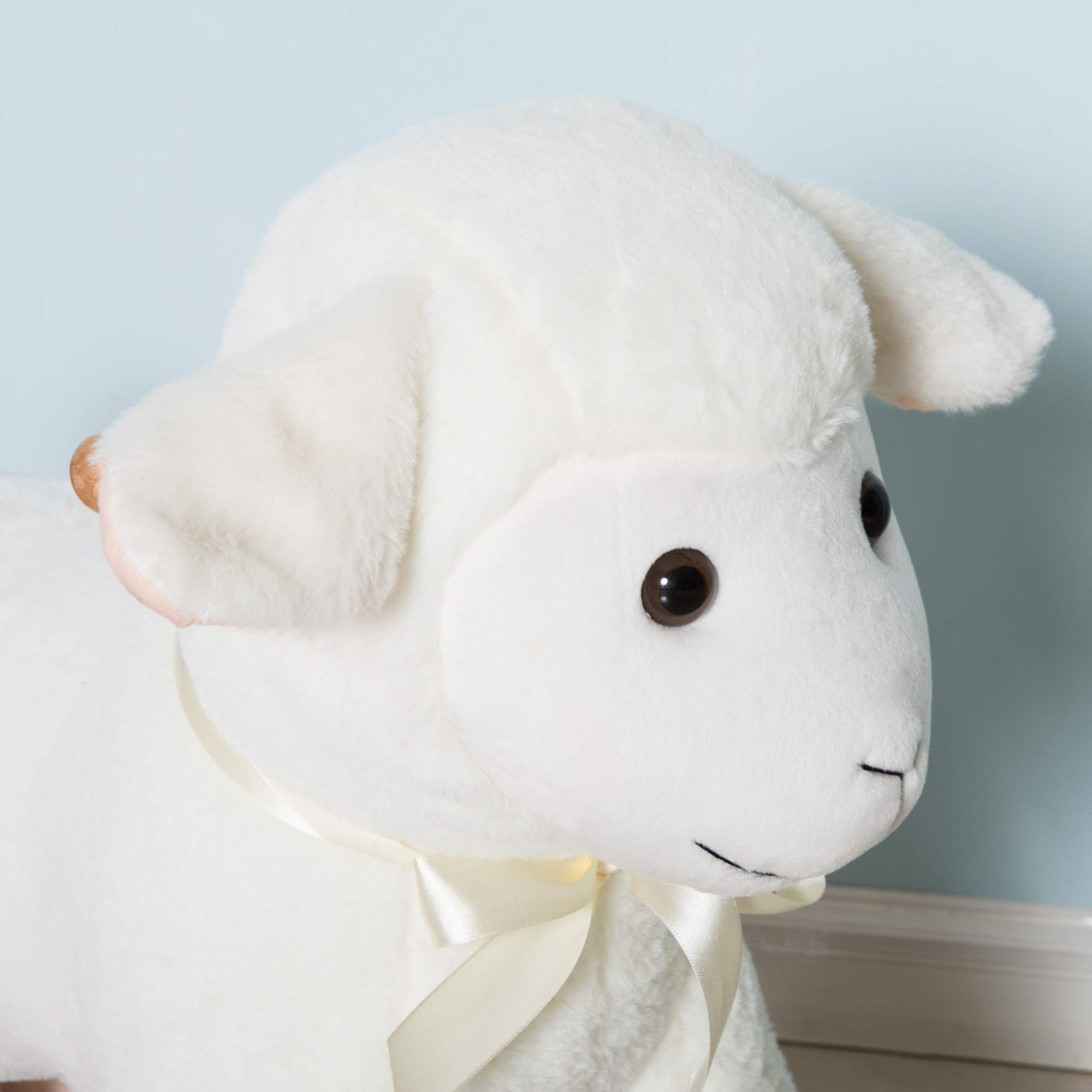 Qaba Lamb Rocking Horse Sheep, Nursery Stuffed Animal Ride On Rocker for Kids, Wooden Plush, White