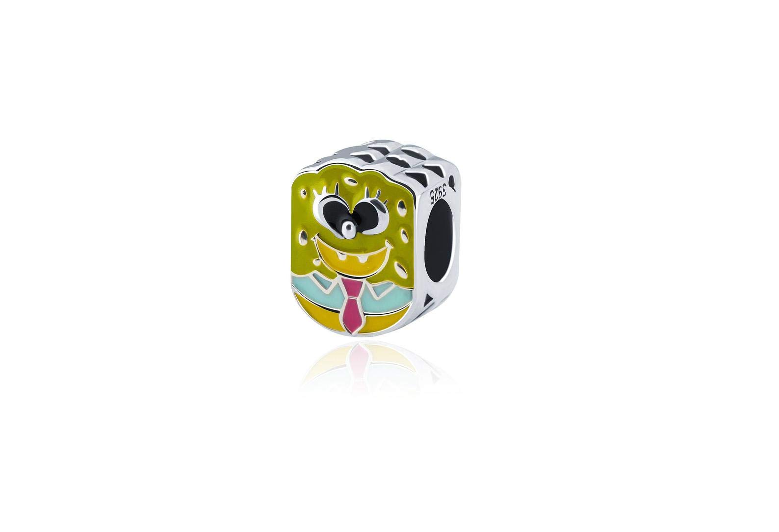 Bolenvi Spongebob Cartoon Character 925 Sterling Silver Charm Bead for Pandora & Similar Charm Bracelets or Necklaces